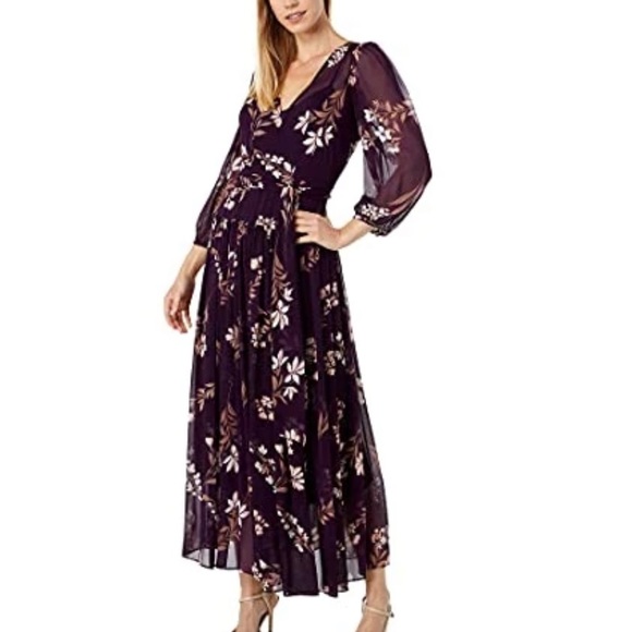 Calvin Klein | Dresses | Calvin Klein Purple Floral Maxi Dress | Poshmark